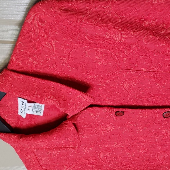 Graff | Jackets & Coats | Graff Red With Gold Accent Button Up Long ...
